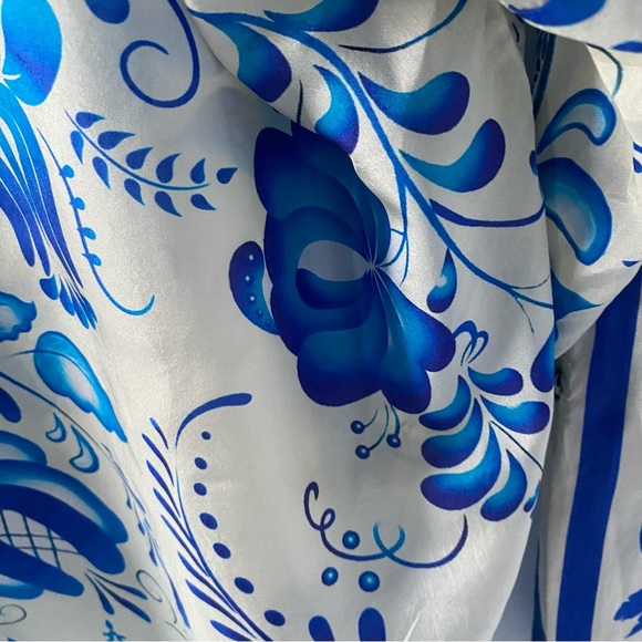 Johnny Was | Tops | Johnny Was Farrow Seline Silk Blouse Floral Blue Sz ...